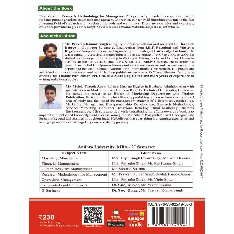 Research Methodology for Management Book for MBA 2nd Semester Andhra ...