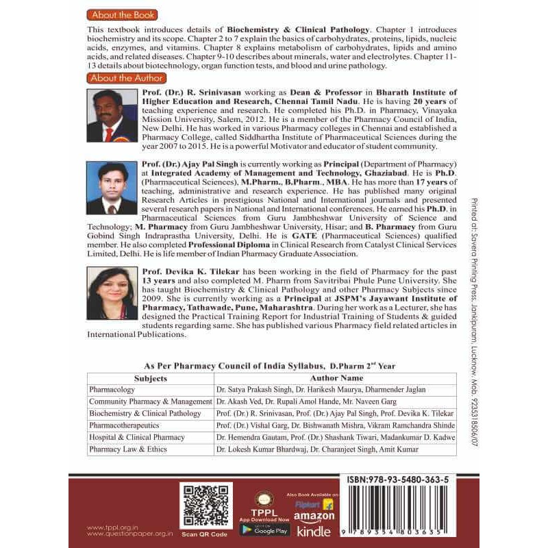 Biochemistry and Clinical Pathology Book D.Pharm 2nd year