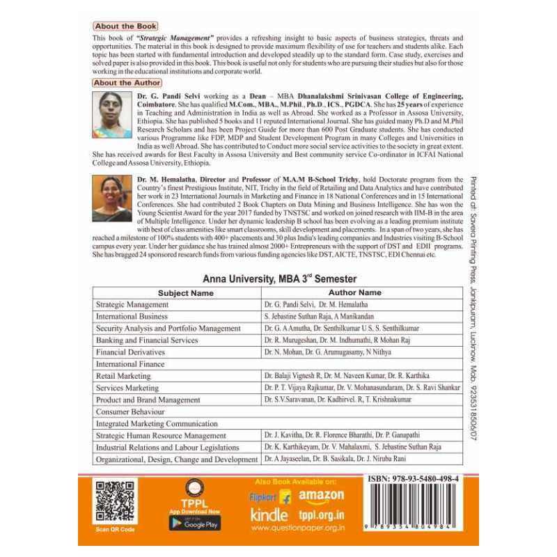 Strategic Management Book for Mba 3rd Semester Anna University