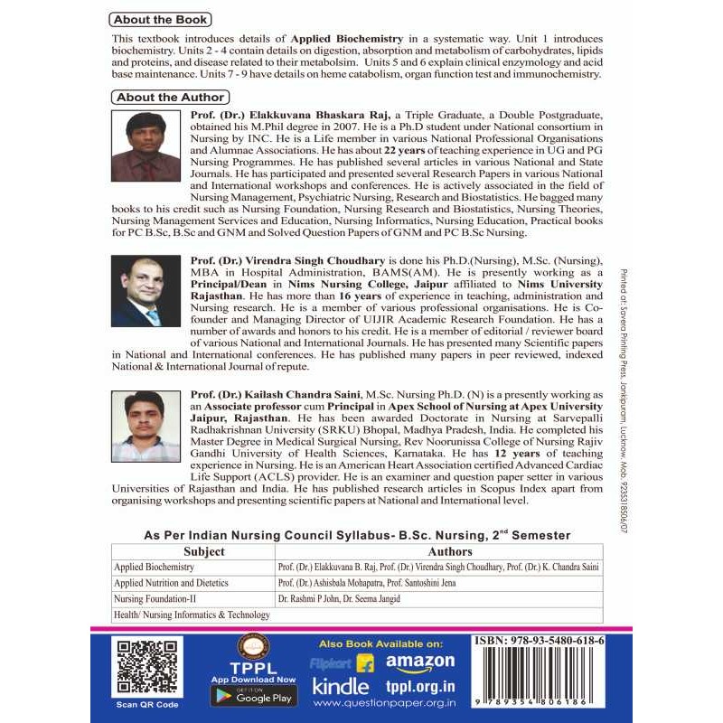 Applied Biochemistry book for B.sc Nursing 2nd sem