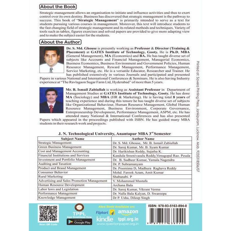 Strategic Management . JNTU/ MBA /3 Semester BY Thakur Publication