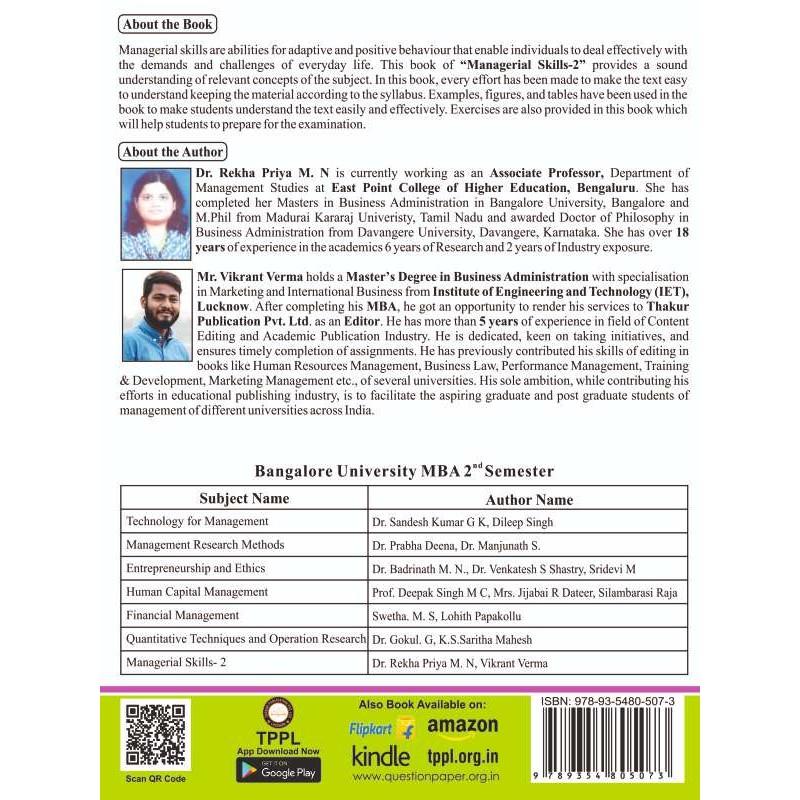 Managerial Skills-2 for MBA 2nd Semester Bangalore University | Thakur ...