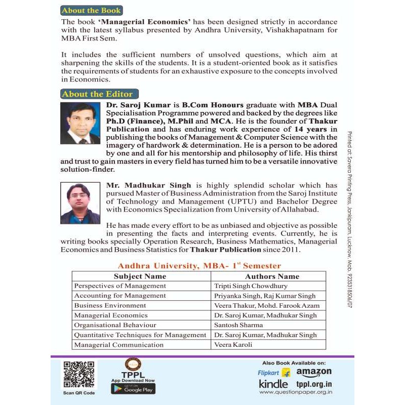 Managerial Economics Book for MBA 1st Semester Andhra University