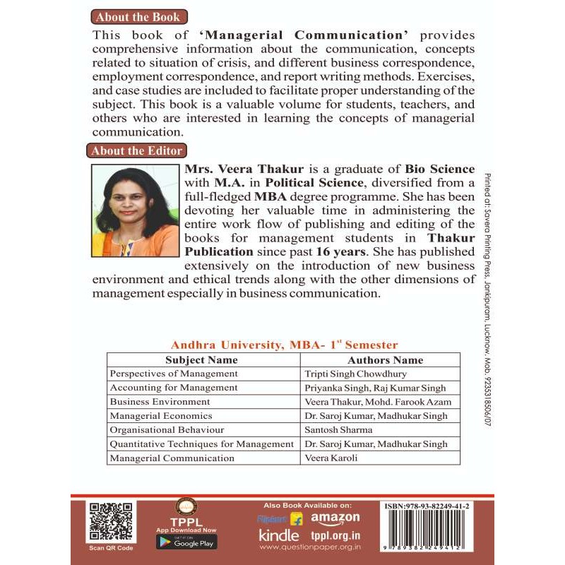 Managerial Communication Book for MBA 1st Semester Andhra University
