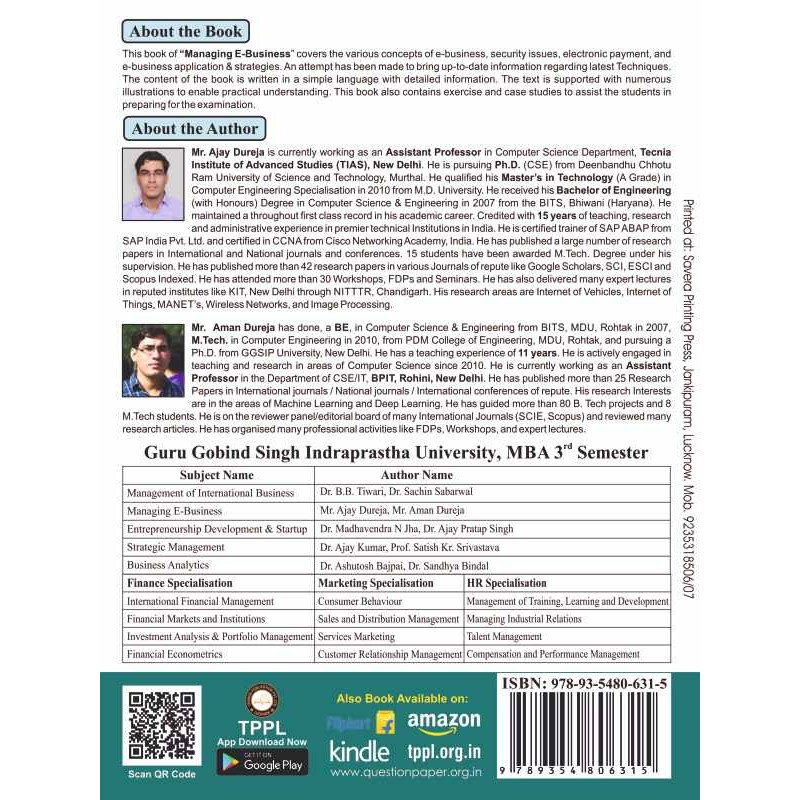 Managing E-Business | GGSIPU MBA Third semester by thakur publication ...