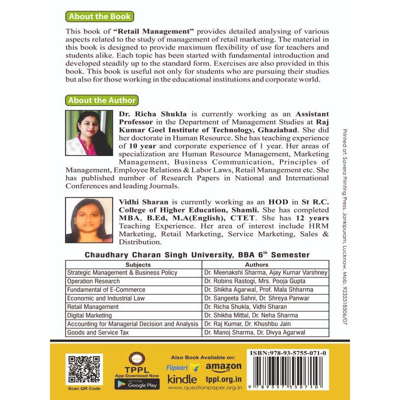 Retail Management / ccsu/msu bba 6th Semester book by Thakur ...