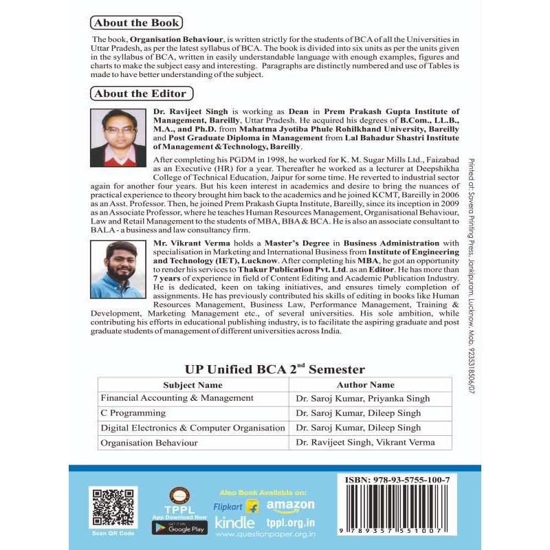 Organisation Behaviour Book BCA 2nd Sem