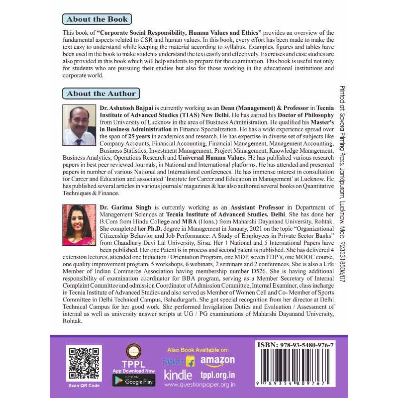 Corporate Social Responsibility ,Human Values and Ethics | GGSU2023 MBA 4th Sem book By Thakur ...