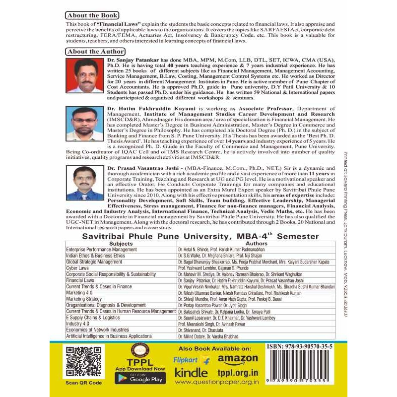Financial Laws Book for MBA 4th Semester SPPU