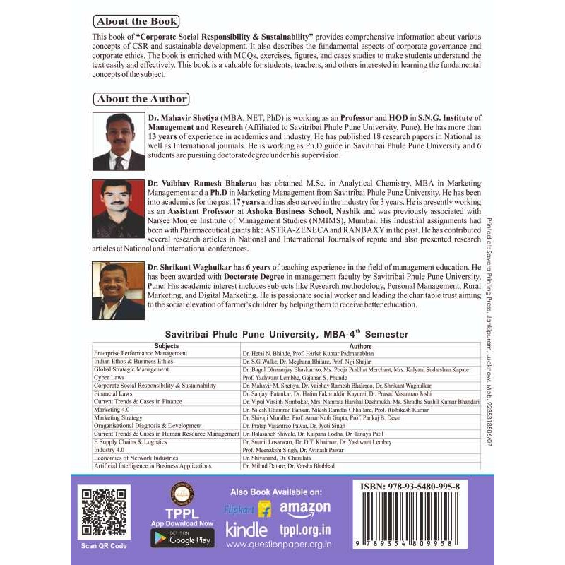 Corporate Social Responsibility & Sustainability Book for MBA 4th Semester