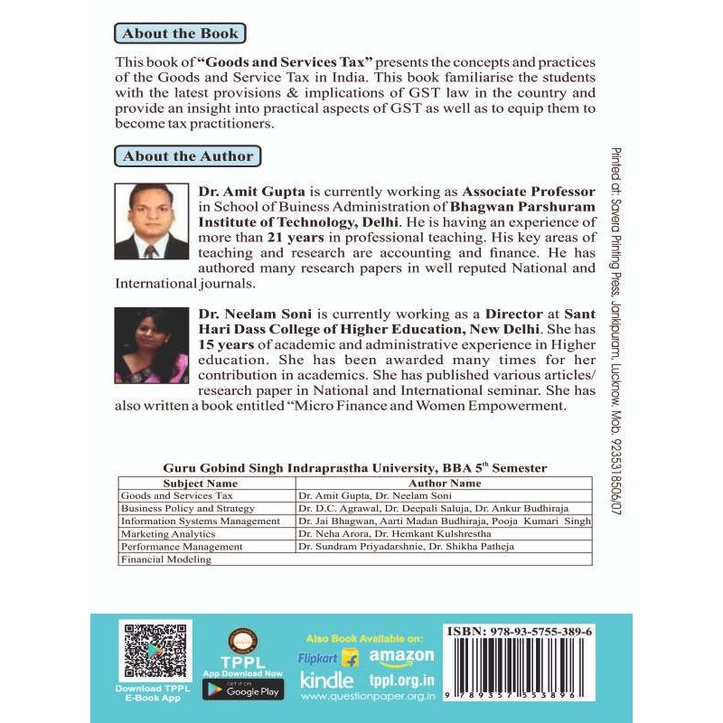 Goods and Services Tax GGSIPU BBA 5th Semester