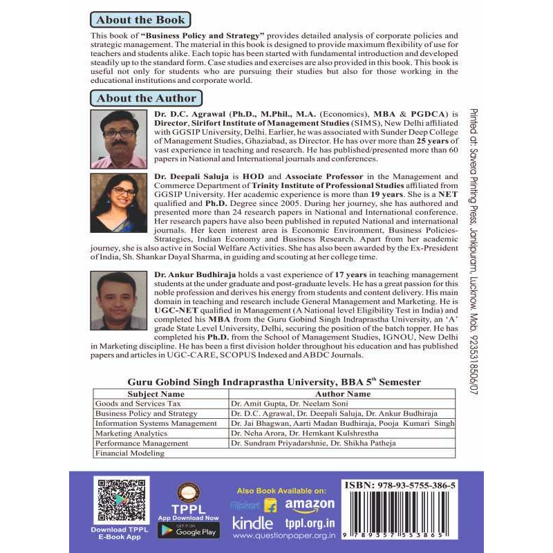 Business Policy and Strategy GGSIPU BBA 5th Semester
