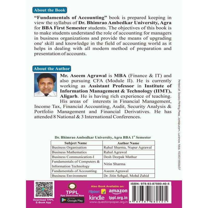 Fundamentals of Accounting Agra BBA First Semester book by Thakur ...