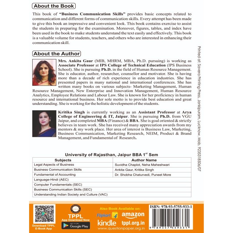 Business Communication Skills Book BBA First Sem UOR NEP-2020