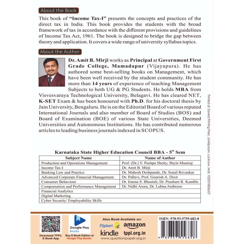 Income Tax-I Book BBA 5th Semester KSHEC