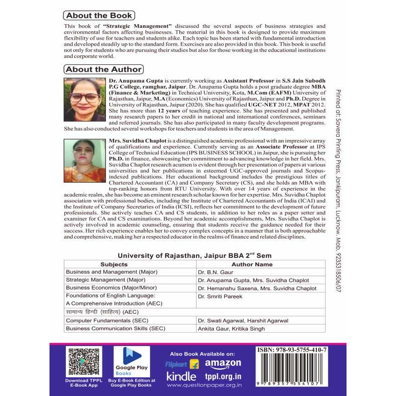 Strategic Management Book BBA 2nd Sem UOR