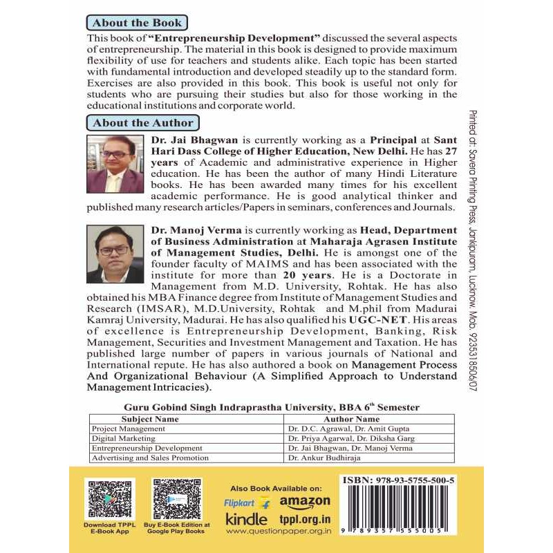 Entrepreneurship Development Book BBA 6th Sem GGSIPU
