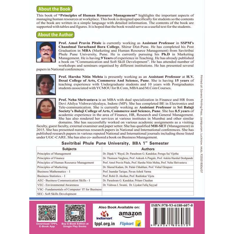 PRINCIPLES OF HUMAN RESOURCE MANAGEMENT SPPU BBA First Sem