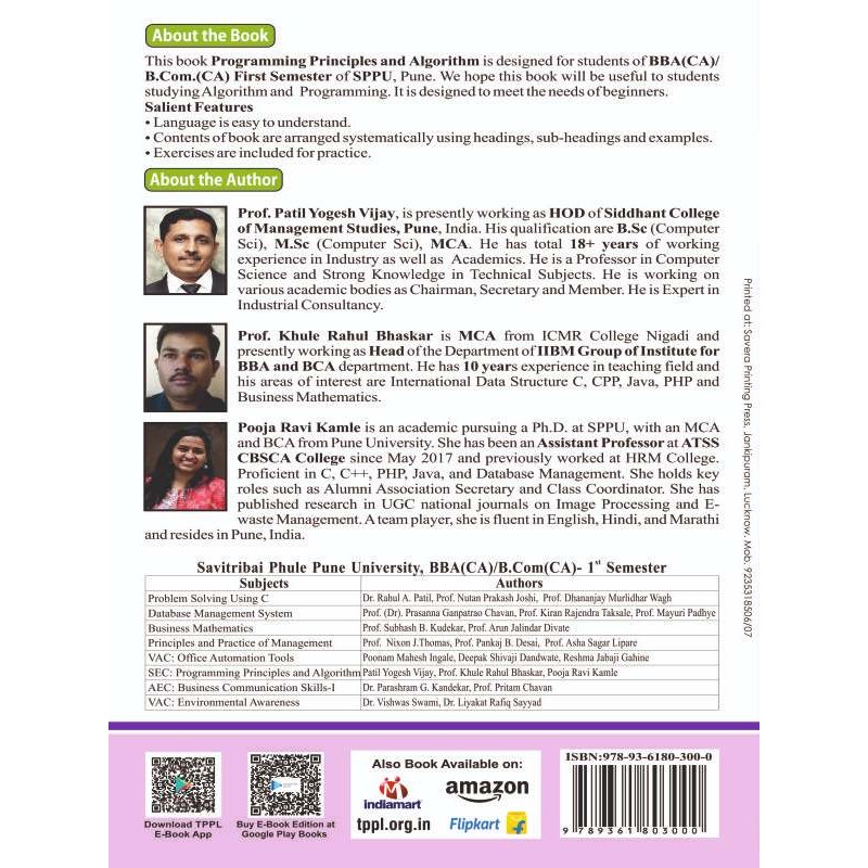 PROGRAMMING PRINCIPLES AND ALGORITHM UOP BBA(CA) First Sem