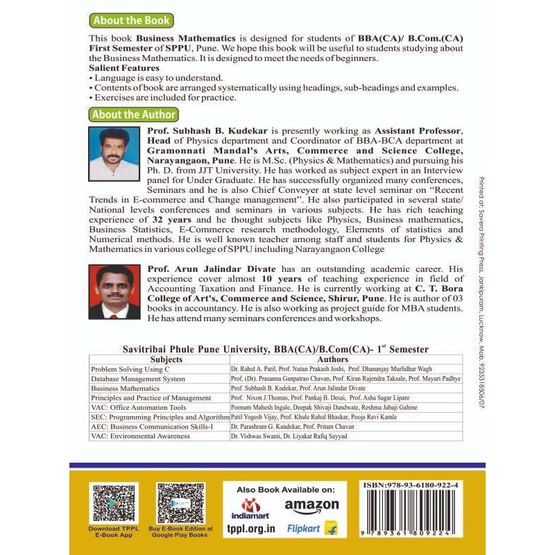 Business Mathematics UOP BBA(CA) First Sem BBA First semester First sem 1st sem 1st semester