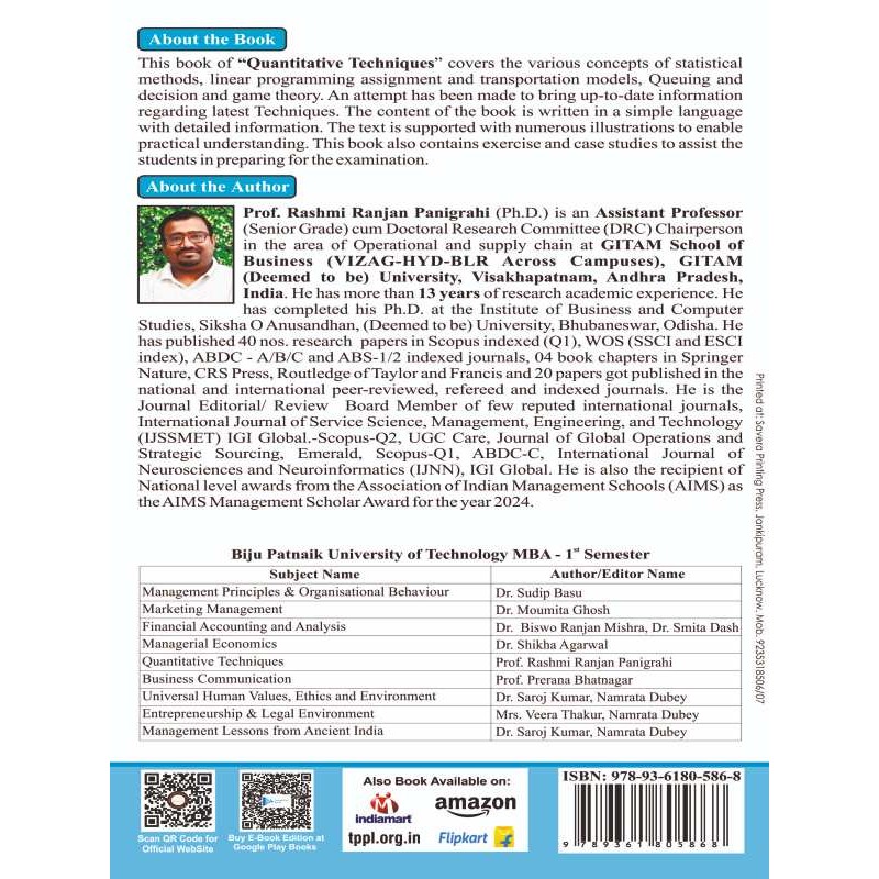 QUANTITATIVE TECHNIQUES BPUT MBA First Sem