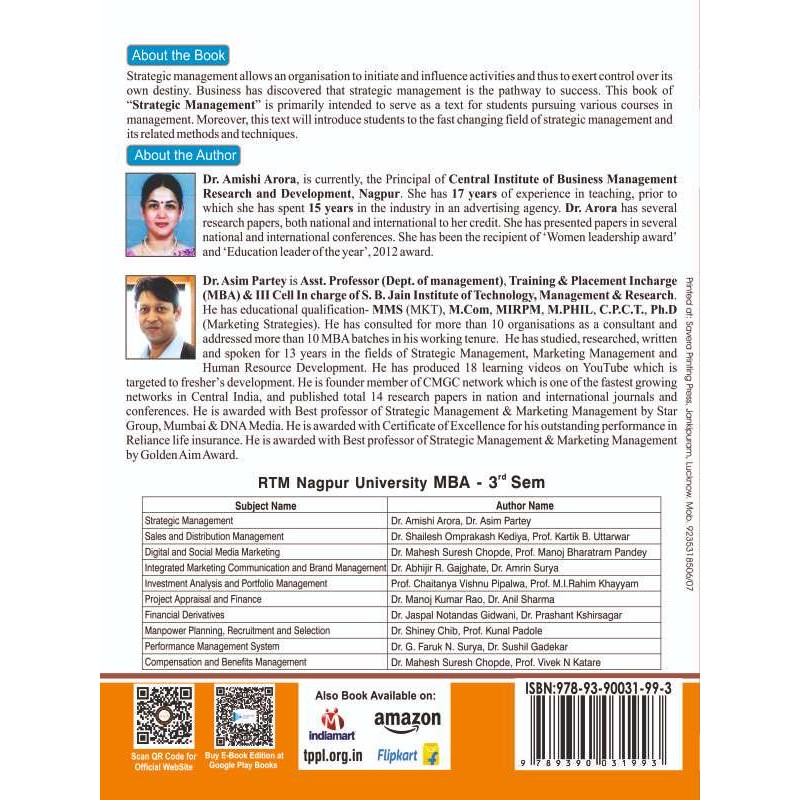 Strategic Management Book for MBA 3rd Semester RTMNU