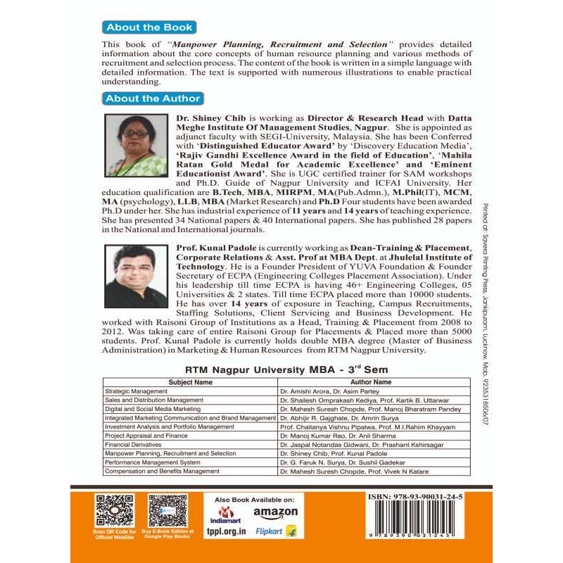 Manpower Planning, Recruitment And Selection Book for MBA 3rd Semester RTMNU
