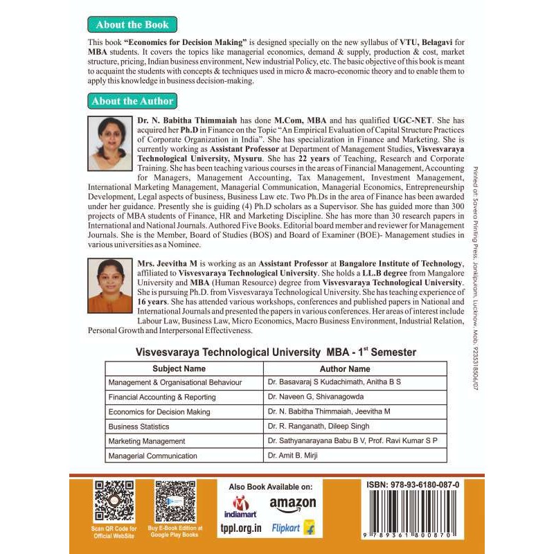 ECONOMICS FOR DECISION MAKING VTU MBA FIRST SEM