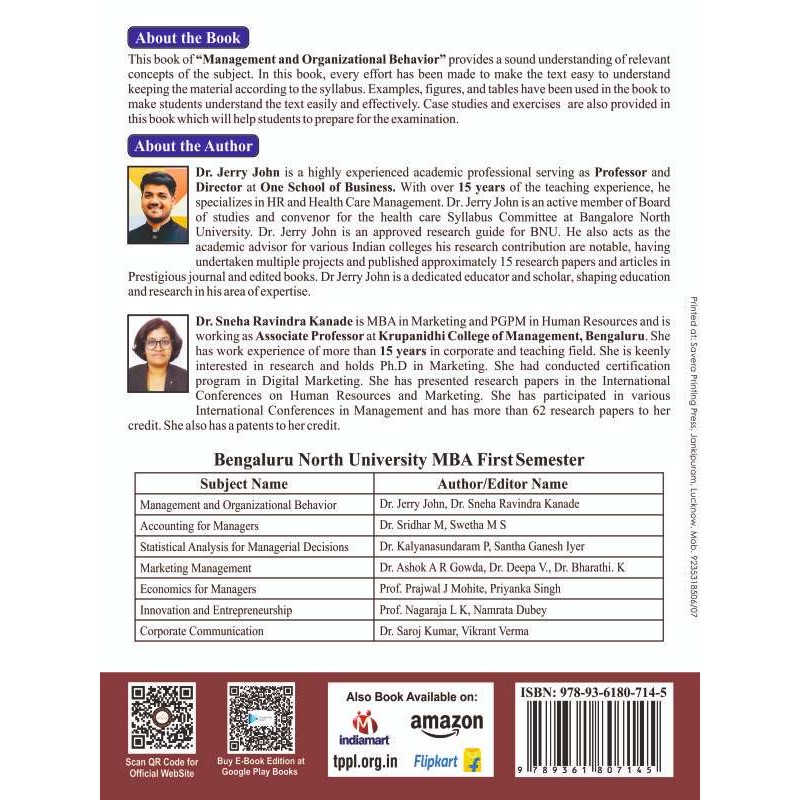 MANAGEMENT AND ORGANIZATIONAL BEHAVIOR MBA First Sem