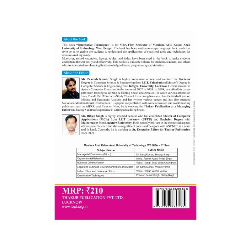 Quantitative Techniques MAKAUT(WB) MBA First Sem First semester 1st sem ...