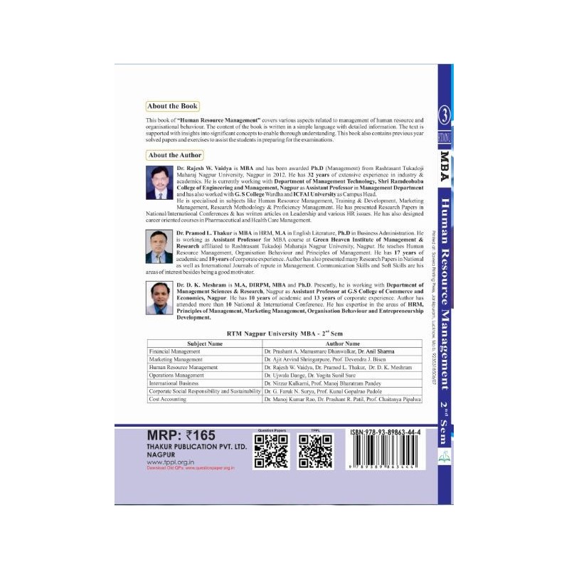 Human Resource Management Book for MBA 2nd Semester RTMNU