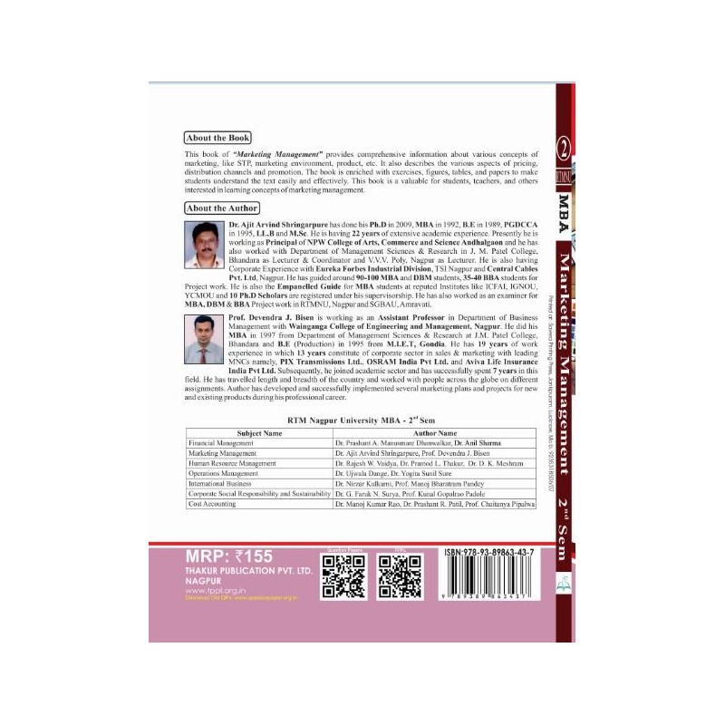 Marketing Management Book for MBA 2nd Semester RTMNU