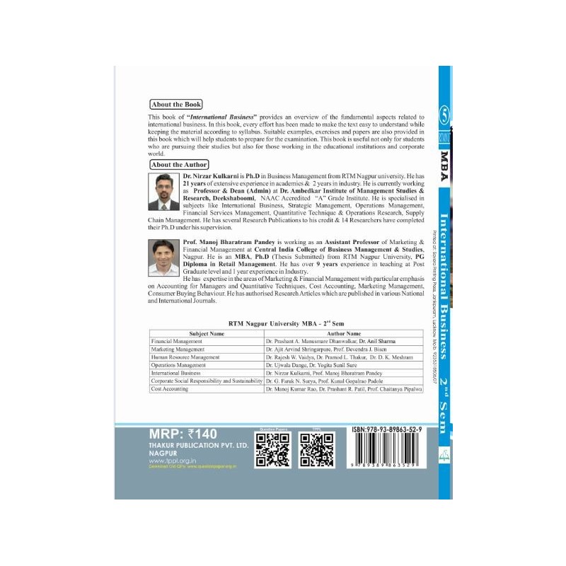 International Business Book for MBA 2nd Semester RTMNU